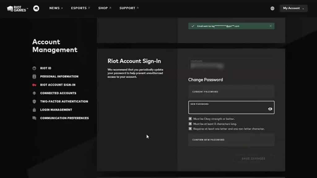 Valorant: Change Reset Password - esportbetting.net